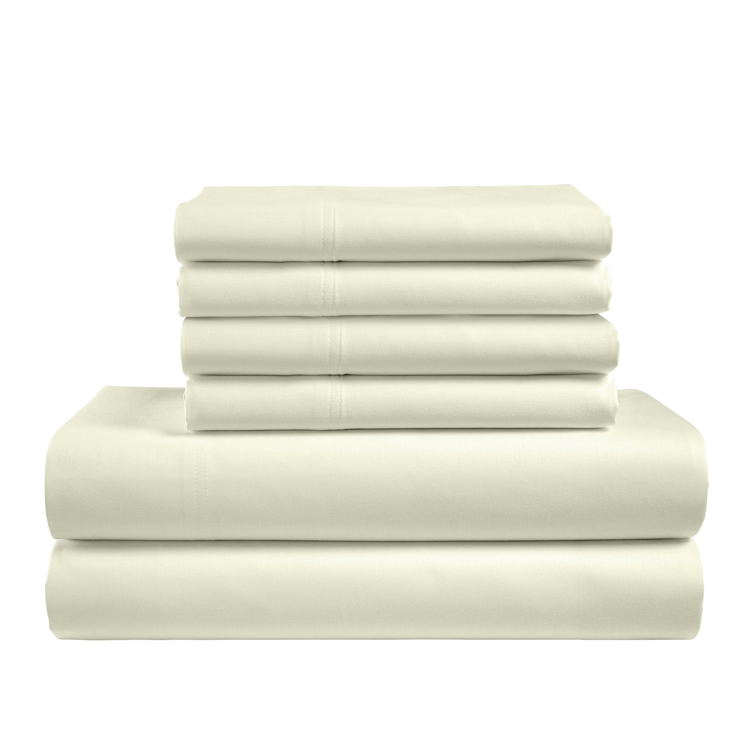 Color Sense 6-Piece 800 Thread Count Ivory Cotton Rich Adult Bed Sheet ...
