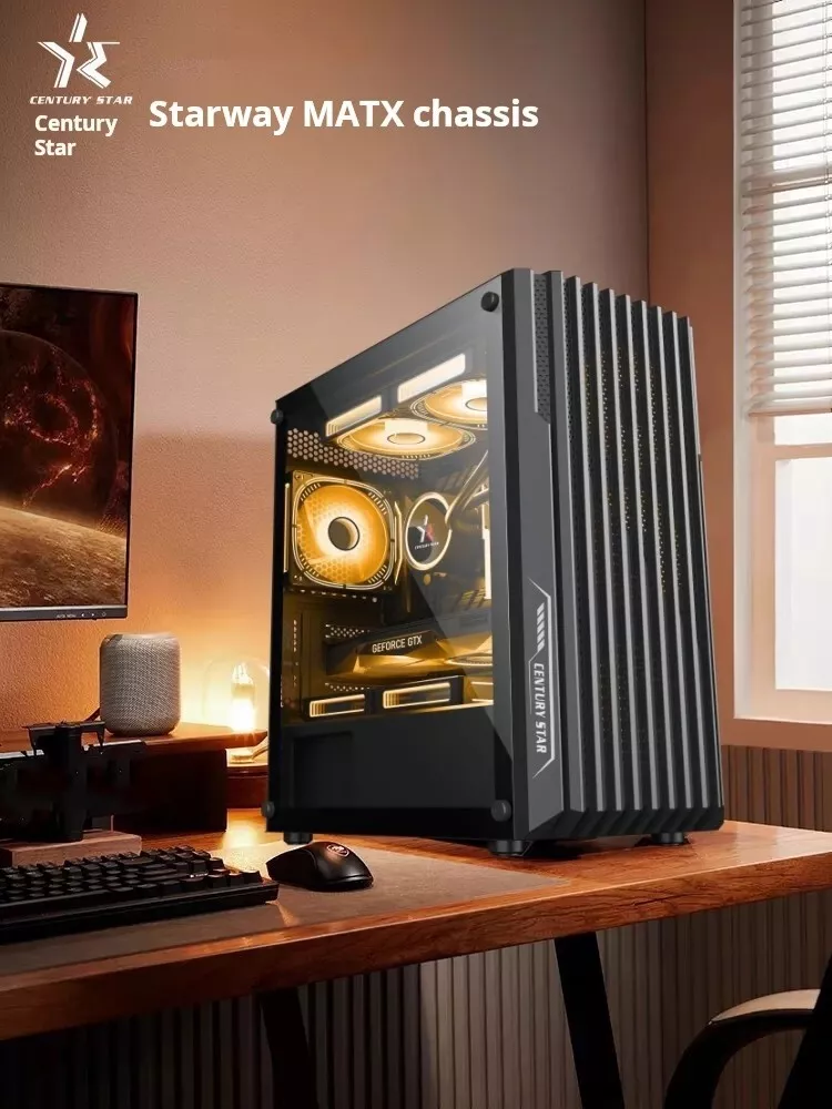 CS Black USB3.0 Tempered Glass M-ATX Tower Gaming Computer Case w/ + 3 ...