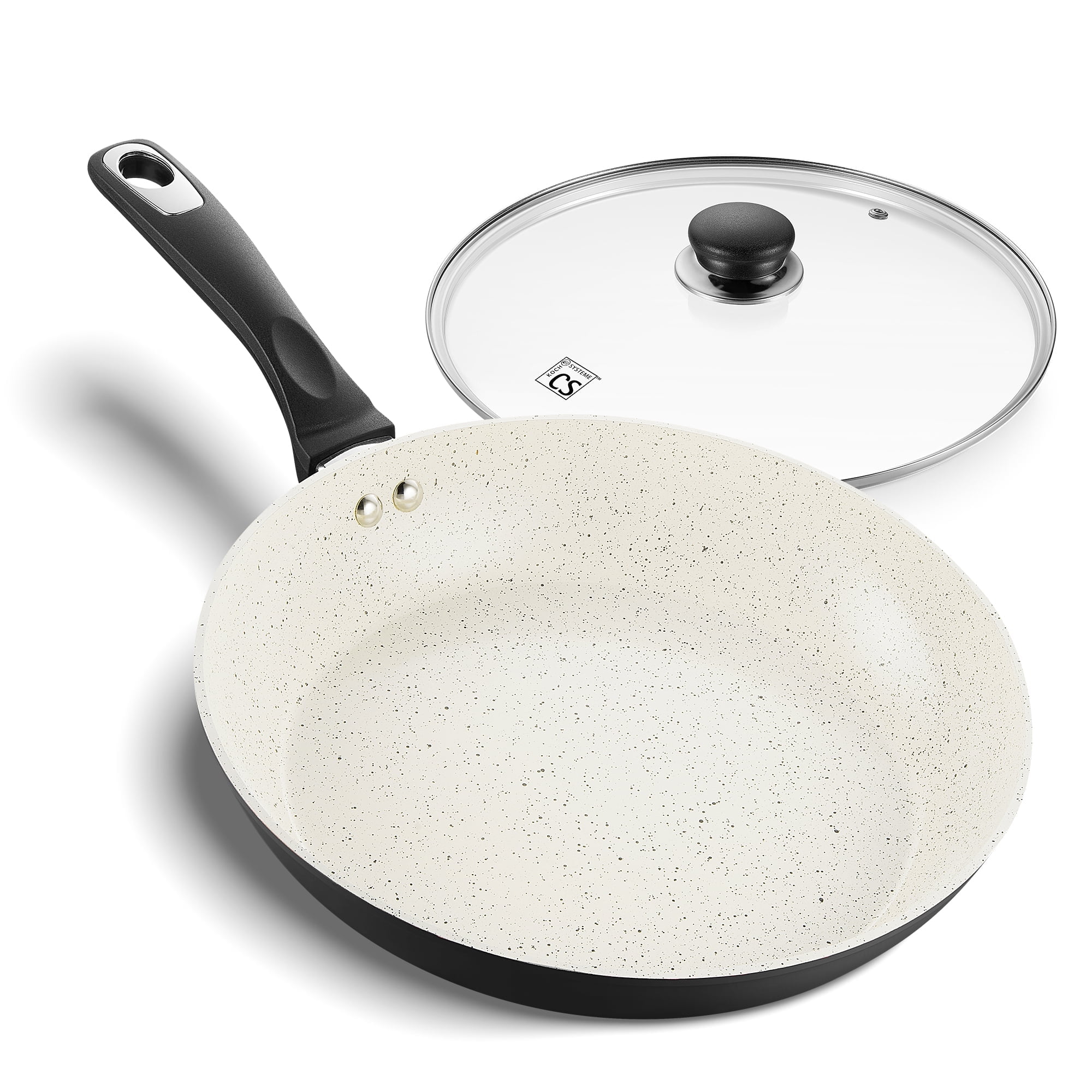 CS KOCHSYSTEME 11 Inch Nonstick Wok Pan with Lid, Ceramic Wok pan with ...