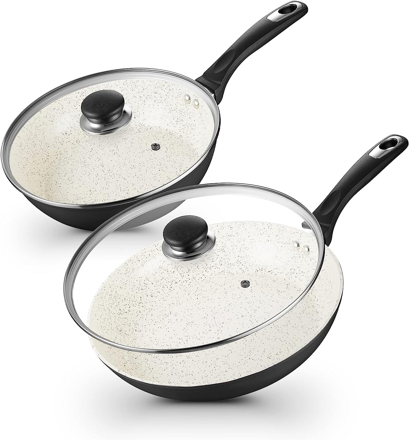 Cs Kochsysteme 9511 Nonstick Frying Pan Sets With Lids Ceramic Skillet With 2 Lids Ptfe