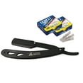 CS Matte Black Folding Straight Razor, Shavette Manual Shaver Barber ...