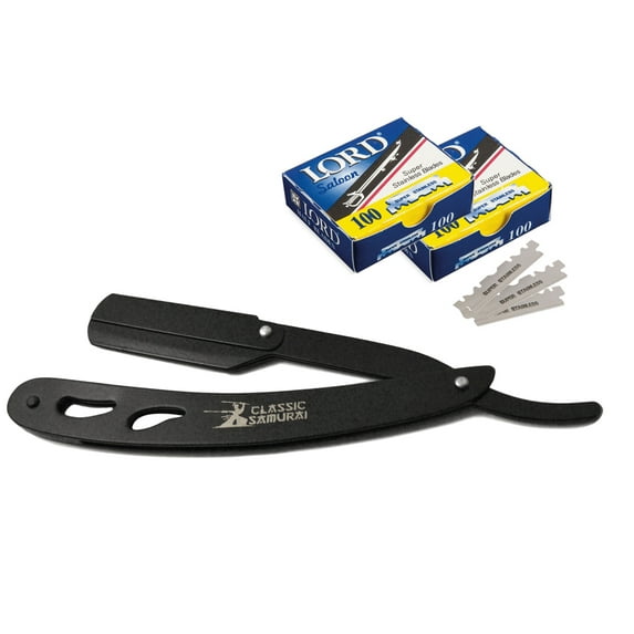 CS Matte Black Folding Straight Razor, Shavette Manual Shaver Barber ...