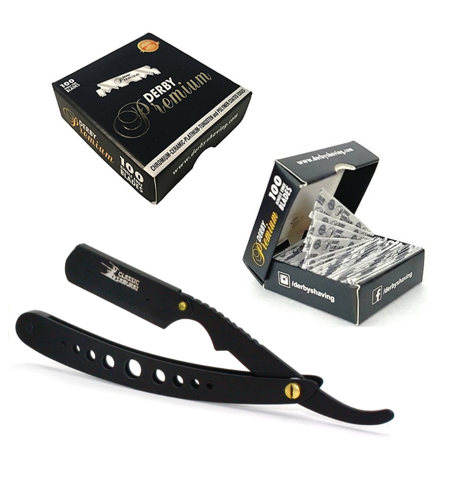 CS Matte Black New Ergonomic Design Folding Straight Razor, Shavette ...