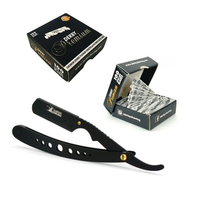 CS Matte Black New Ergonomic Design Folding Straight Razor, Shavette ...