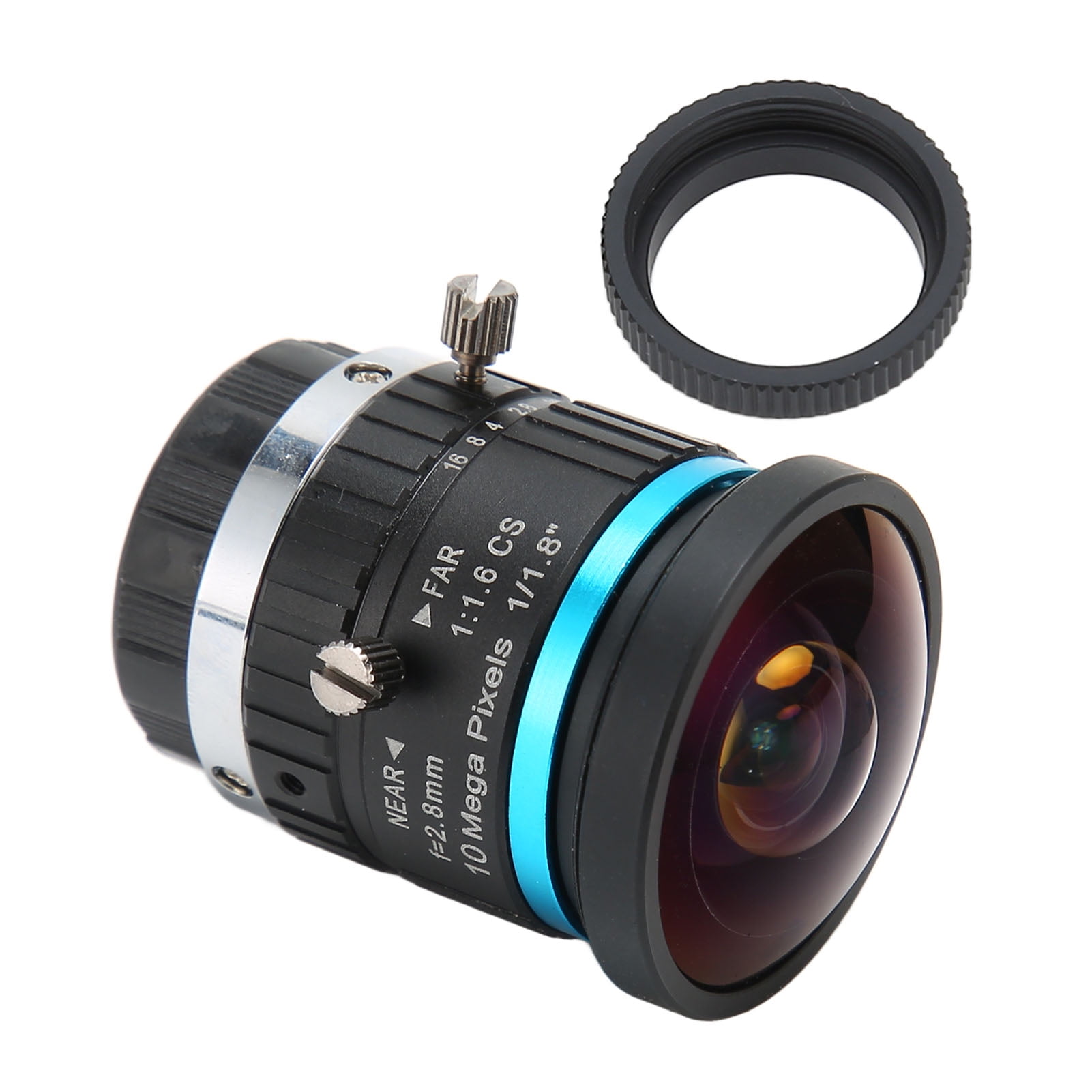 CS Mount 10MP 2.8mm Focal Length Lens Manual Iris Focus Low Distortion ...