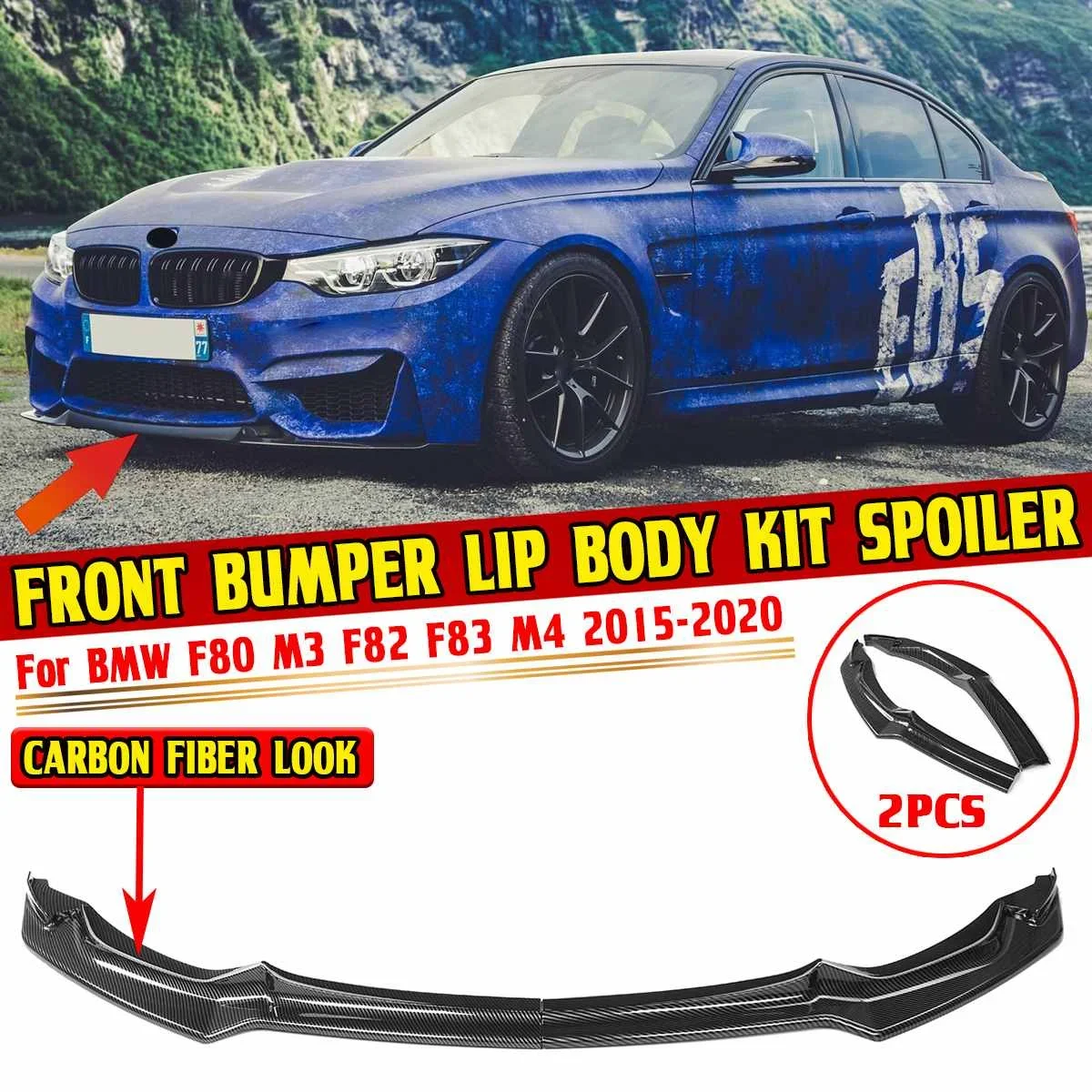 CS Style F80 Front Bumper Lip Spoiler Splitter Surround Molding Cover ...