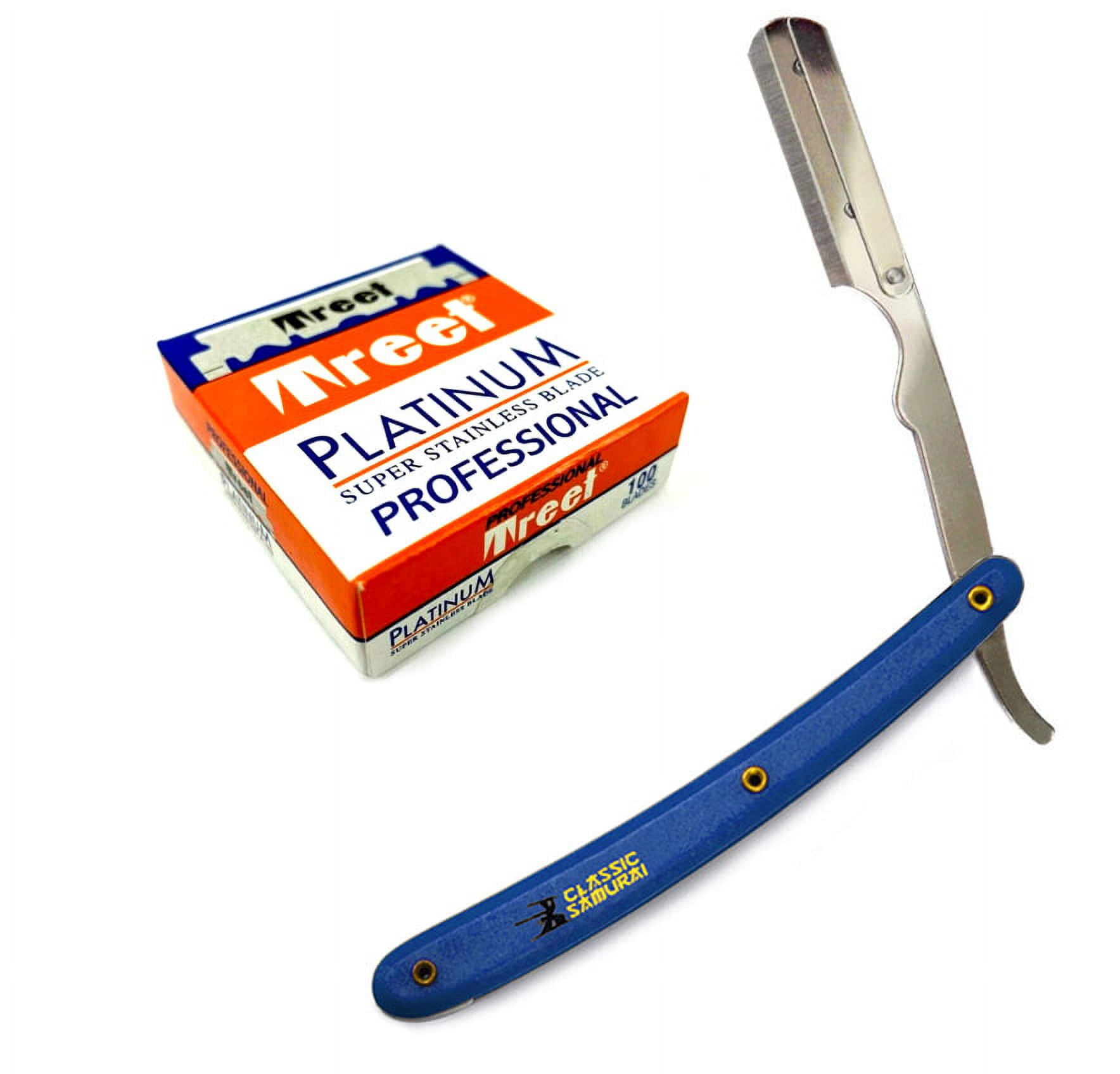 CS101 Blue Stainless Steel Professional Barber Straight Edge Razor with ...