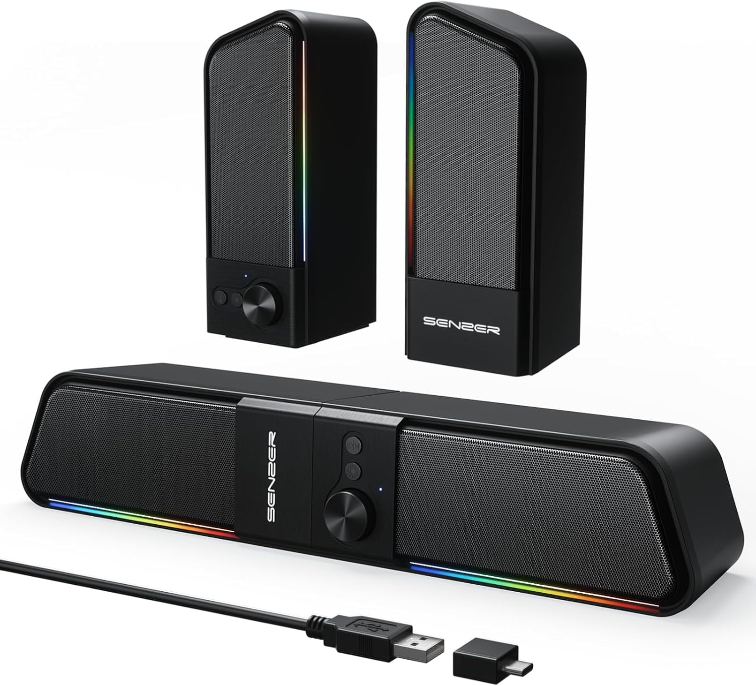 CS20 2 in 1 Bluetooth Computer Speakers for Desktop, USB Plug & Play ...