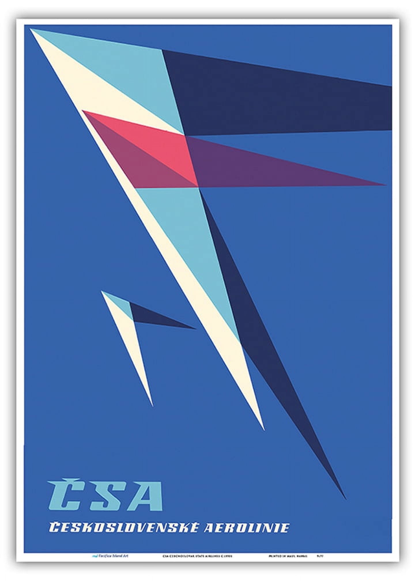 CSA Czechoslovak State Airlines - Vintage Airline Travel Poster c.1950s ...
