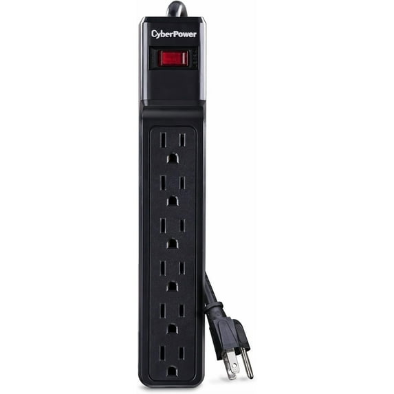 CSB606 Essential Surge Protector, 900J/125V, 6 Outlets, 6ft Power Cord ...