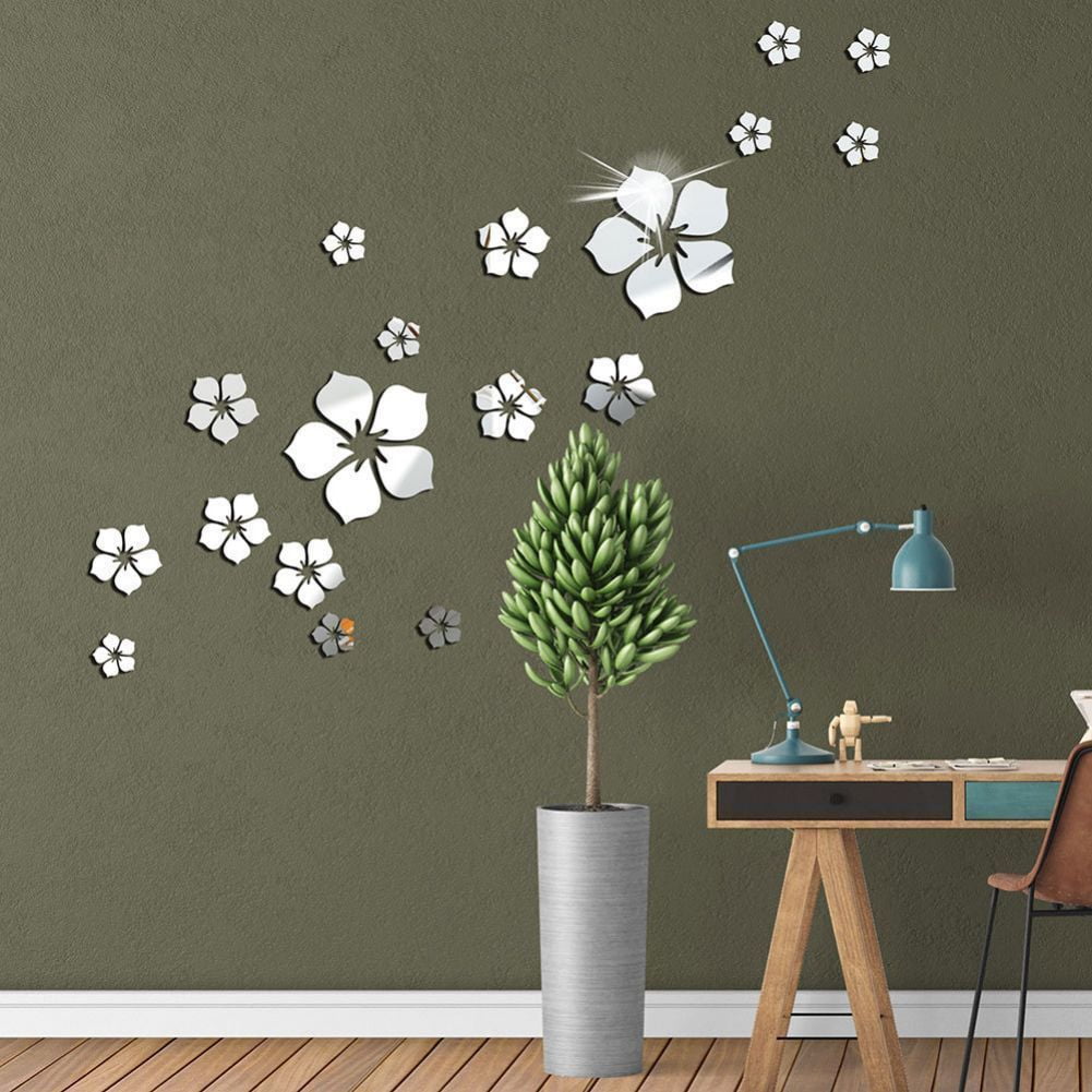 CSCHome 18PCS Flower Wall Decor Flower Stickers for Wall Self-Adhesive ...