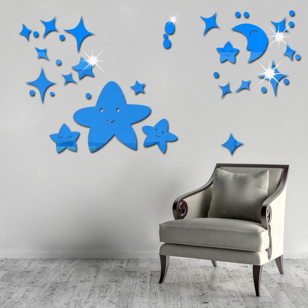 CSCHome 2 Set Wall Stickers Stars and Moon Wall Decals Self-Adhesive ...