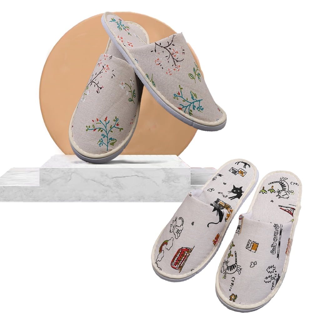 CSCHome 4PCS Spa Slippers, Disposable House Slippers Adults House Slippers for Guests, Bulk Pack ...