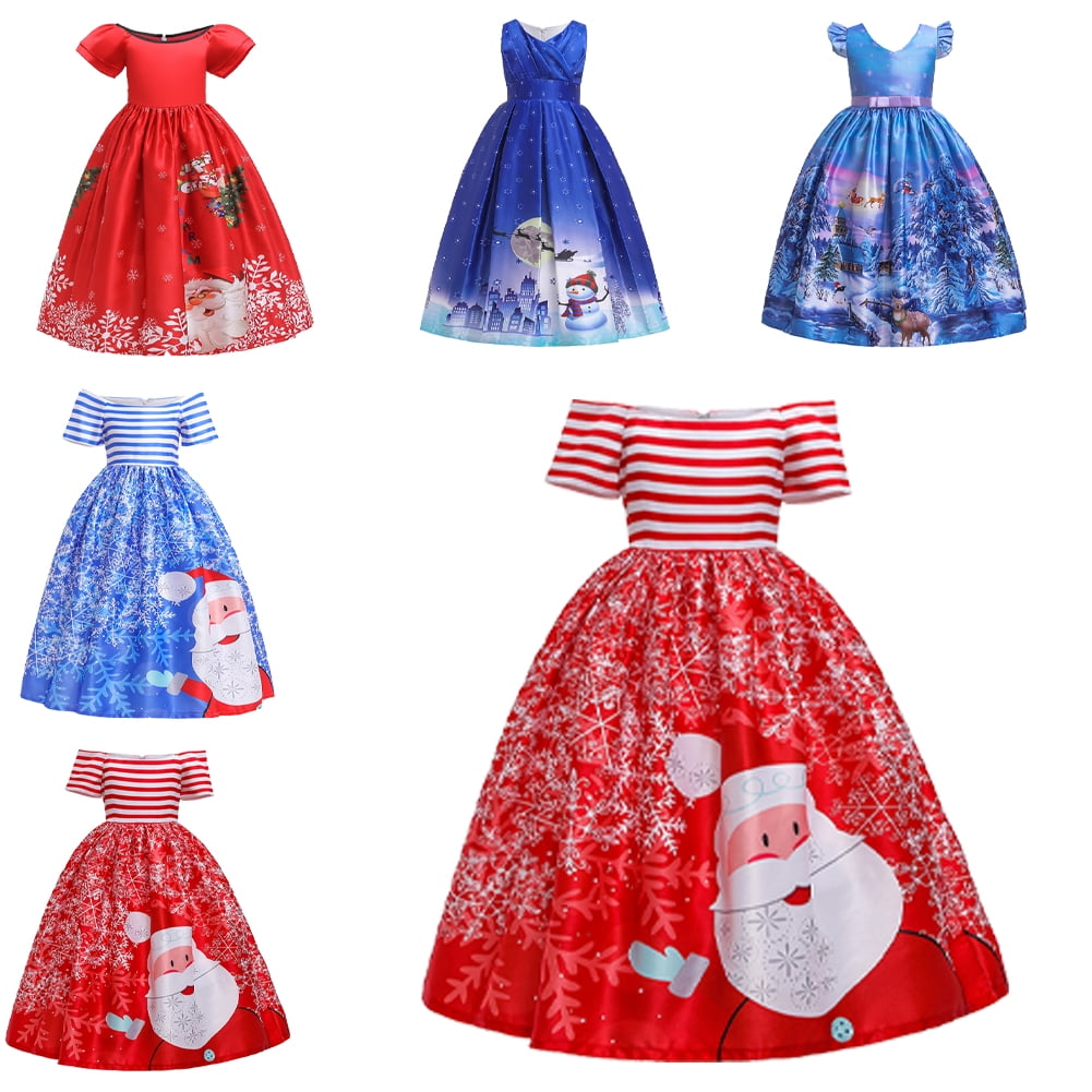 CSCHome 5-14Y Kids Toddelr Christmas Princess Dresses for Girls,Cartoon ...