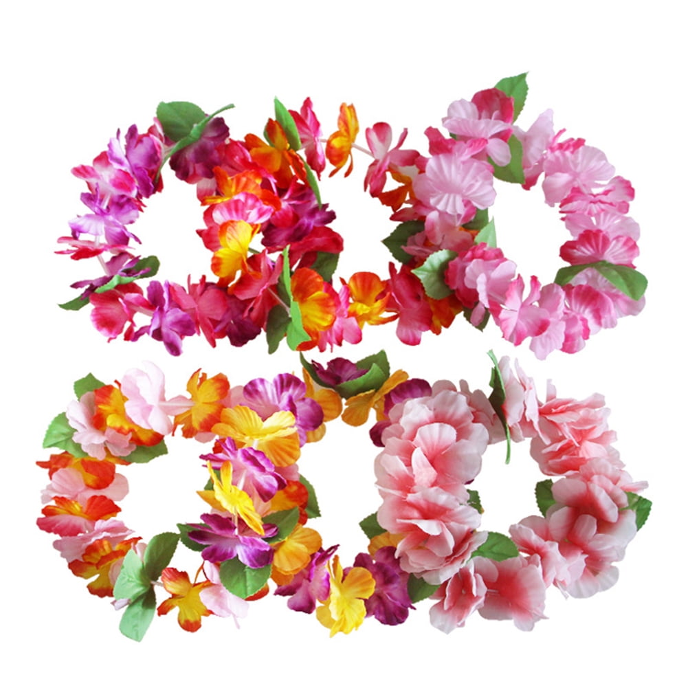 CSCHome 6PCS Hawaiian Garlands Thickened Garland Flower Leis Necklace ...