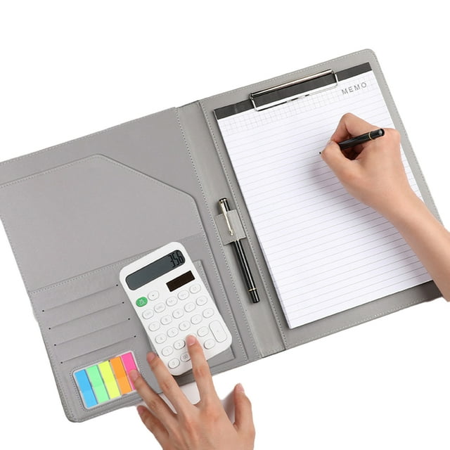 CSCHome A4 PU Leather Briefcase Clip Ring File Document Holder ...