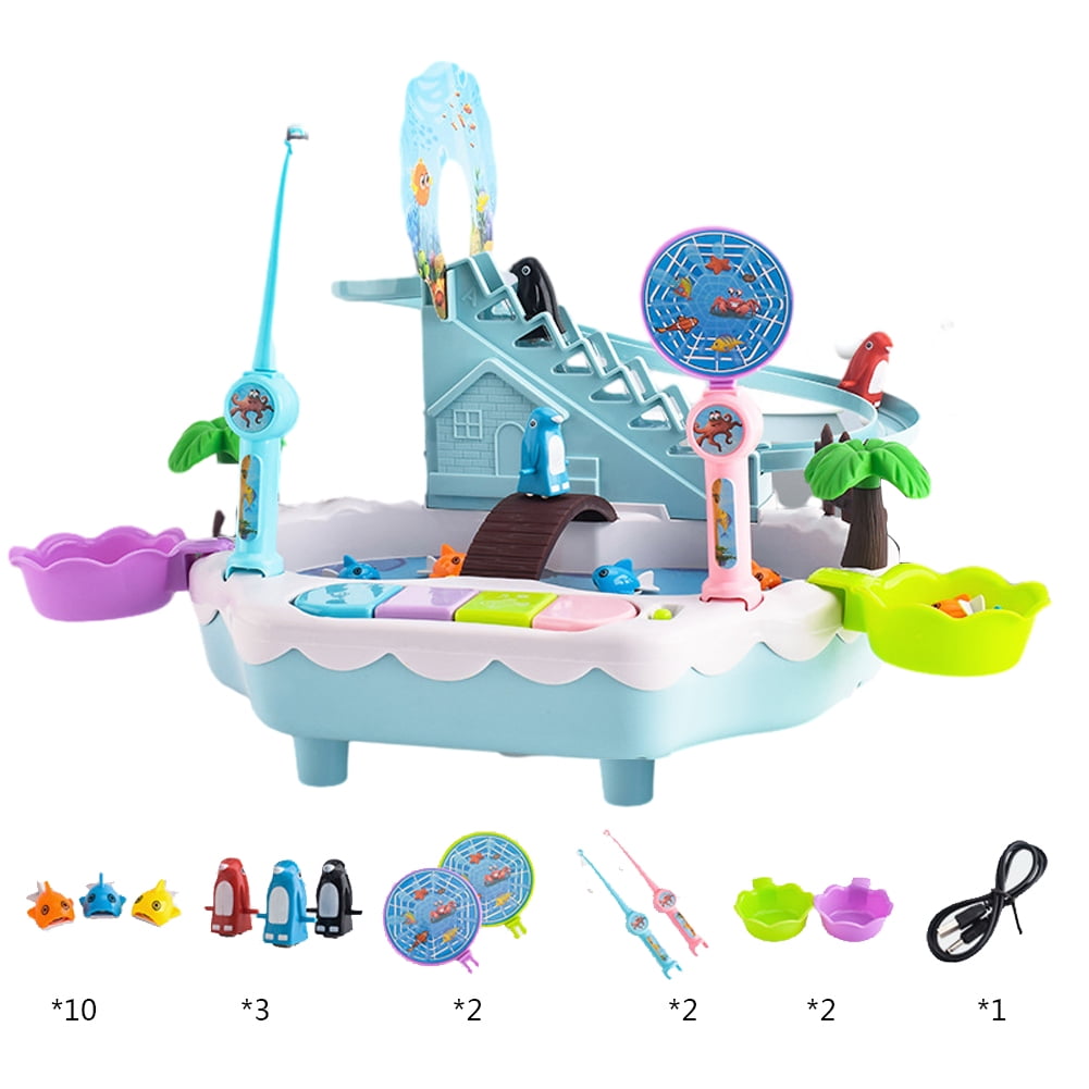 CSCHome Baby Fishing Game Toys Musical Fishing Set Swimming Fish ...
