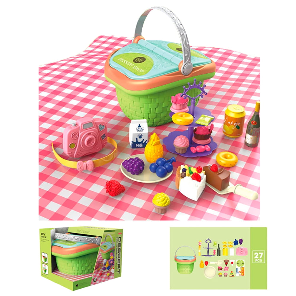 CSCHome Baby Toys Kids Kitchen Playset Cute Carrying Basket with Fake ...