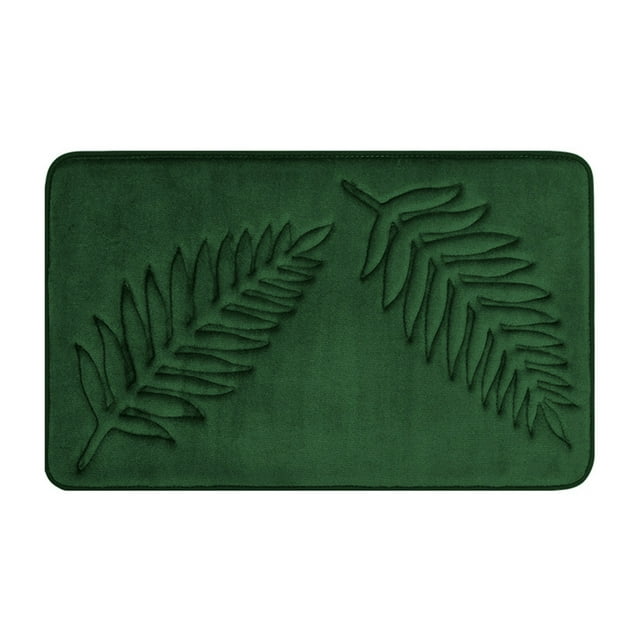 CSCHome Quick Drying Bath Mats for Bathroom, Non Slip Green Leaf Rug ...