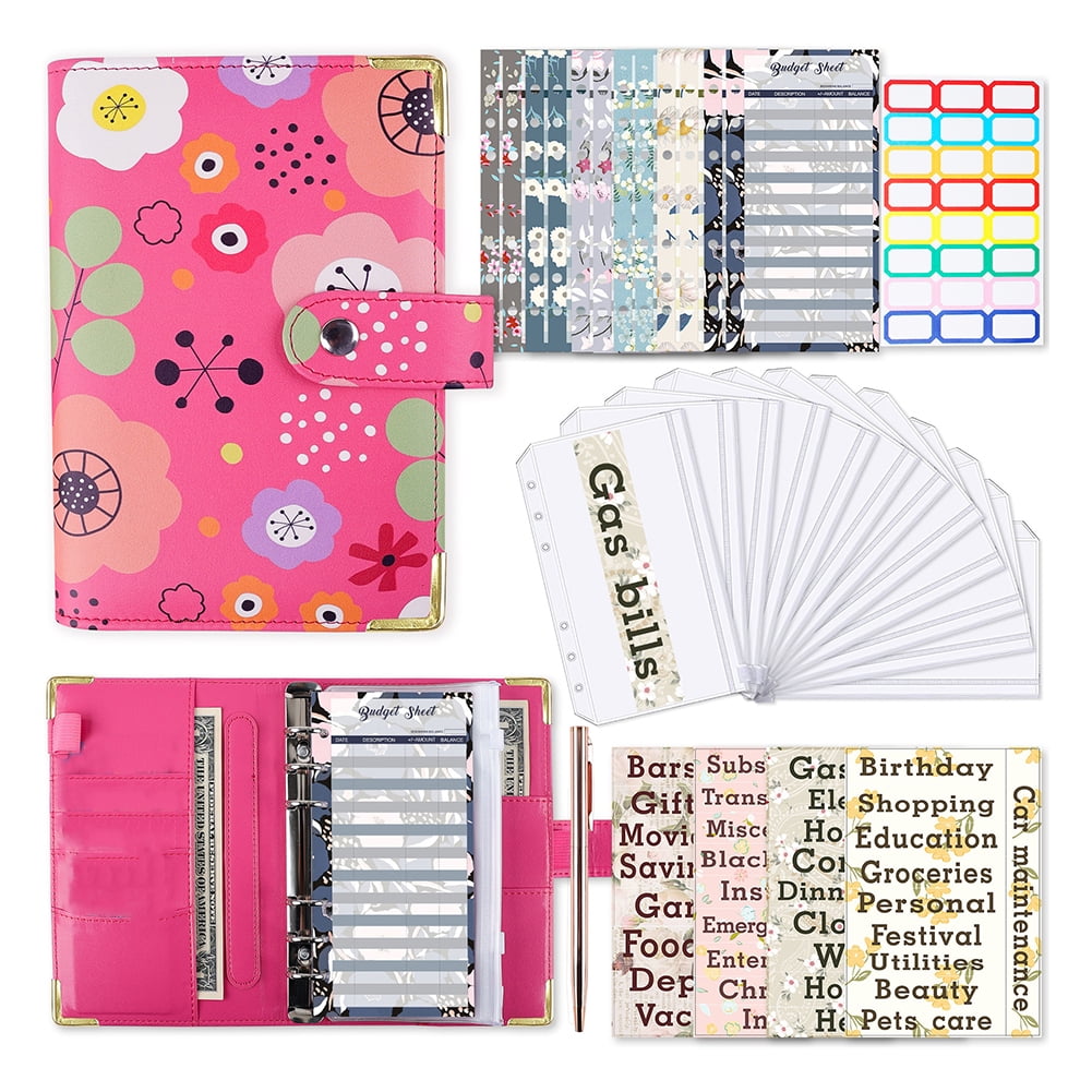 CSCHome Budget Binder Sets with Soft Imitation Leather Cover A6 ...