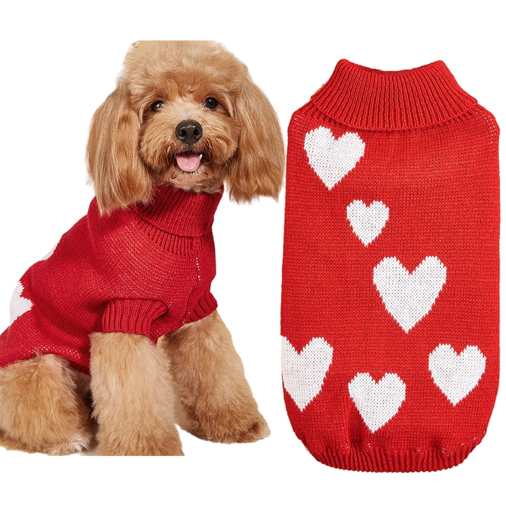 CSCHome Dog Sweater Heart Puppy Sweater Warm Pet Sweater Cute Knitted ...