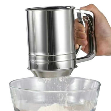 JEEXI Stainless Steel Flour Sifter, 3-Cup, Soft Grip, Double Layer Mesh ...