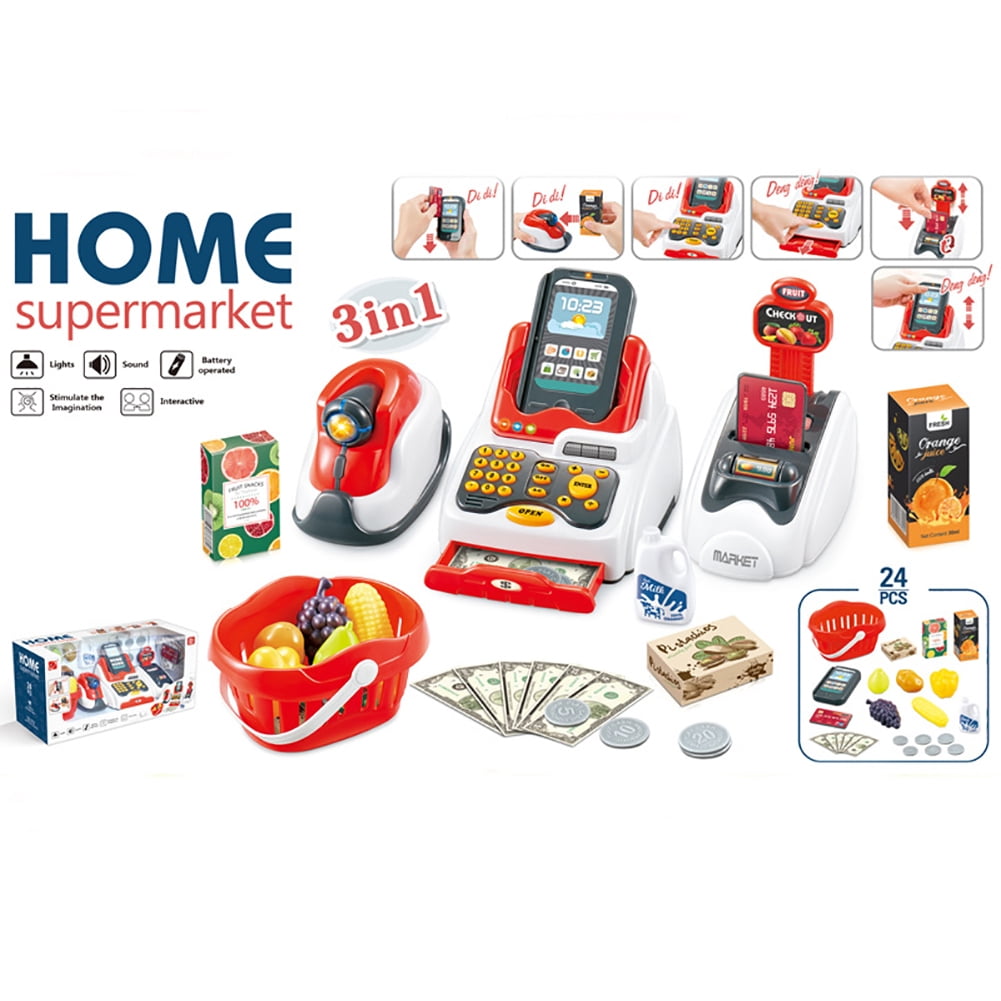 CSCHome Kids Toy Cash Register, Grocery Store Game Toy Set, Checkout ...