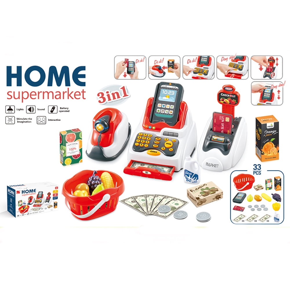CSCHome Kids Toy Cash Register, Grocery Store Game Toy Set, Checkout ...