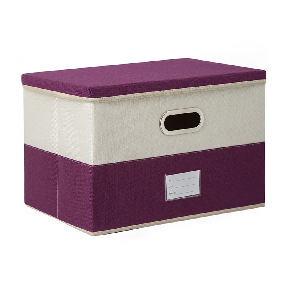 CSCHome Large Storage Bins with Lids Linen Exterior, Double Gray Board ...