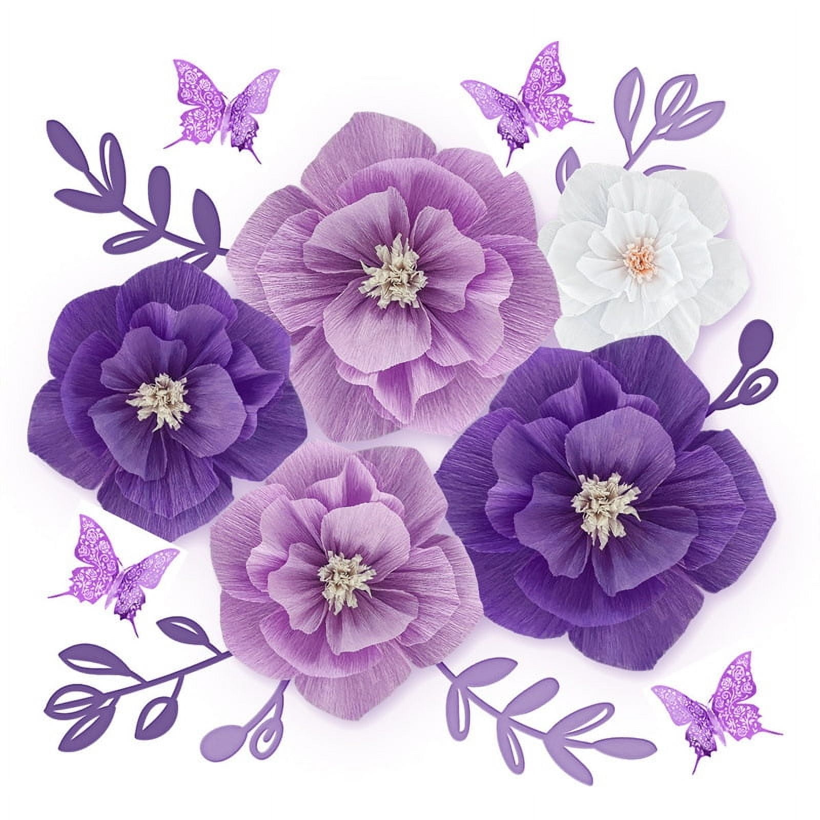 CSCHome Paper Flowers Easy to Store Tissue Paper Flowers with Butterfly ...