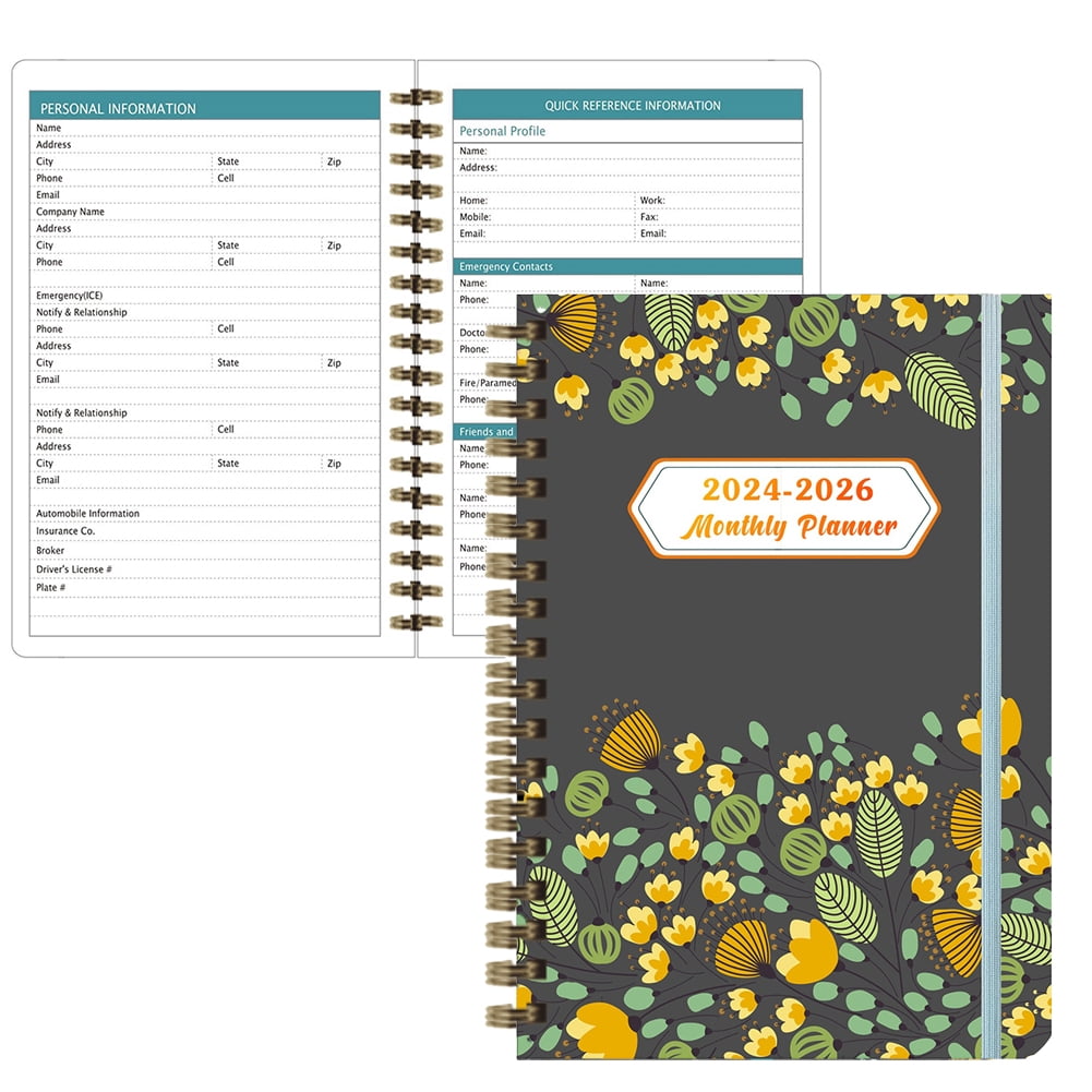 CSCHome Planner with Durable Coils Portable Spiral Planner with Elastic ...