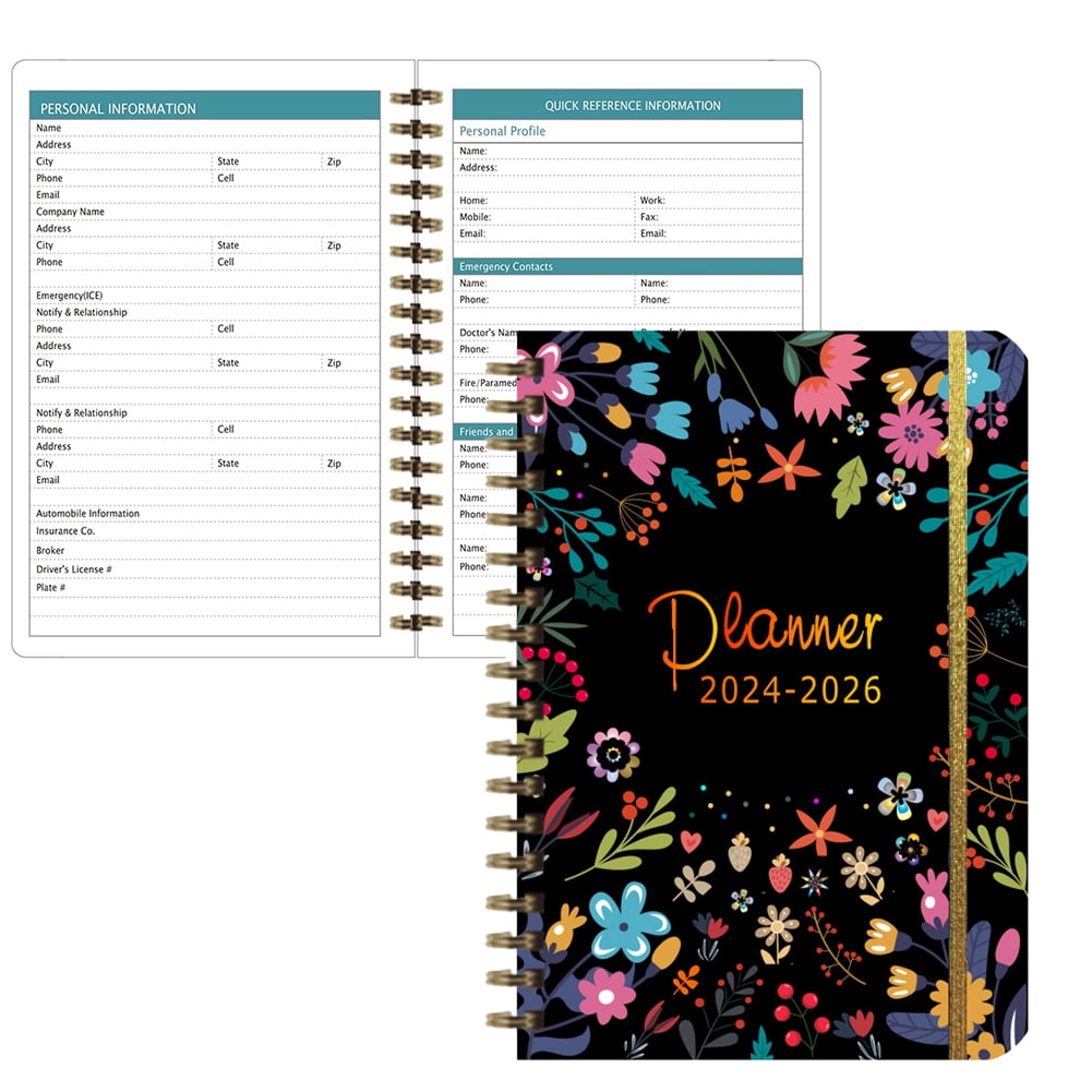 CSCHome Planner with Durable Coils Portable Spiral Planner with Elastic ...