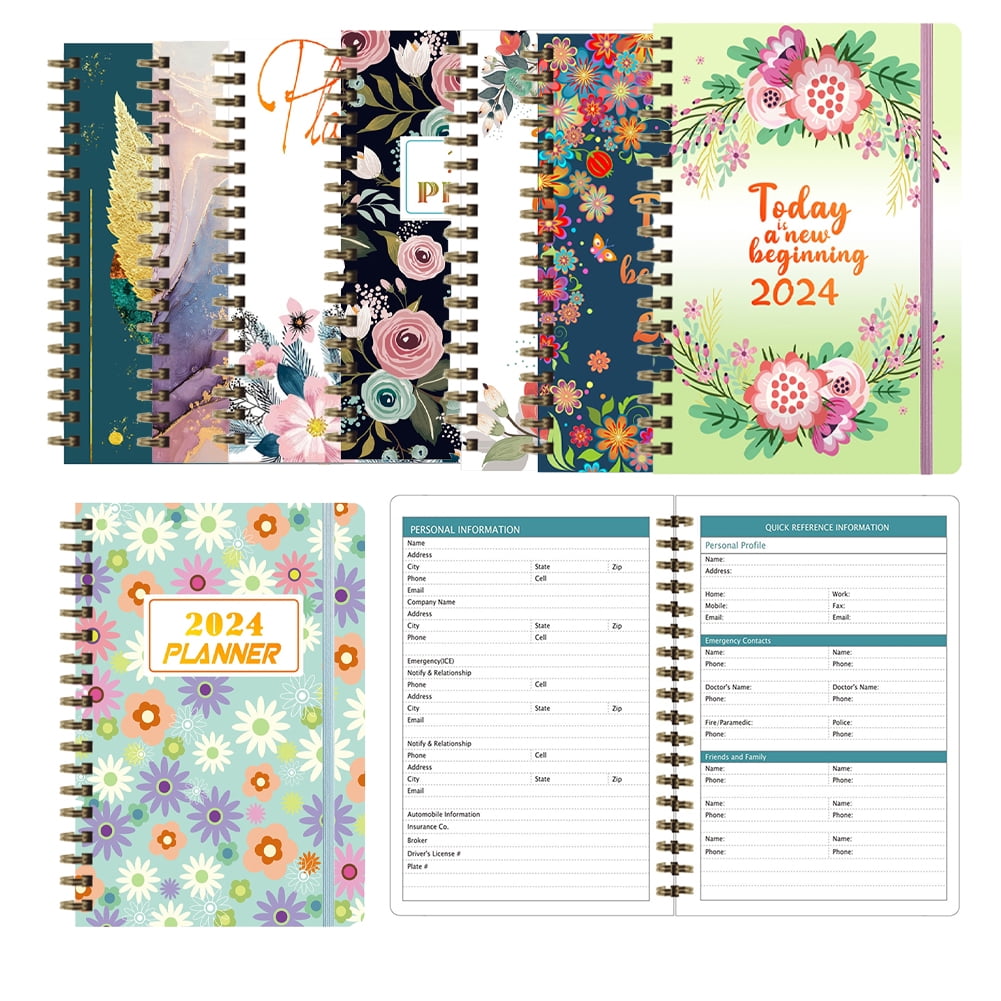 CSCHome Planner with Durable Coils Portable Spiral Planner with Elastic ...