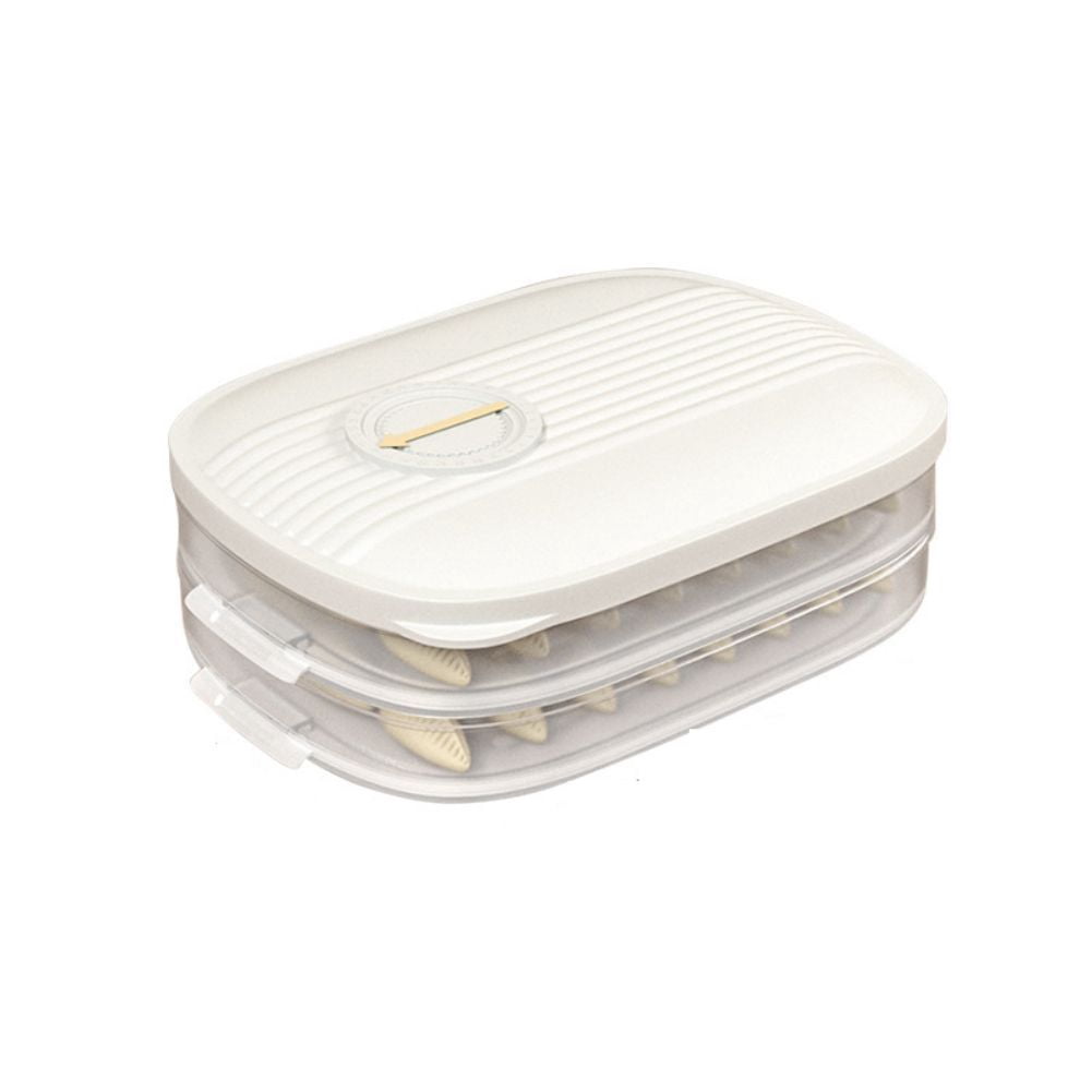 CSCHome Refrigerator 2-Layer Frozen Dumpling Box with Lids White Food ...