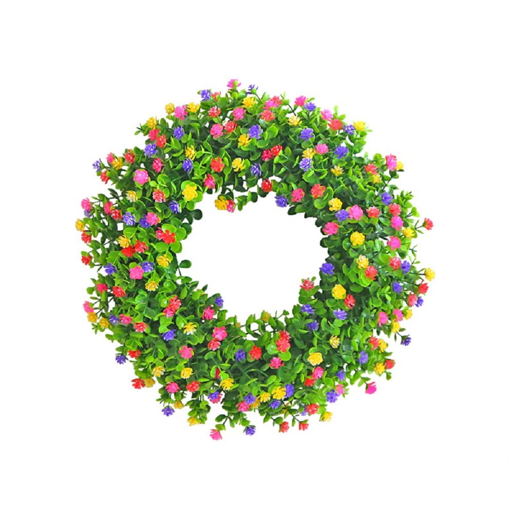 CSCHome Spring and Summer Wreath, Small Grass and Small Flower ...
