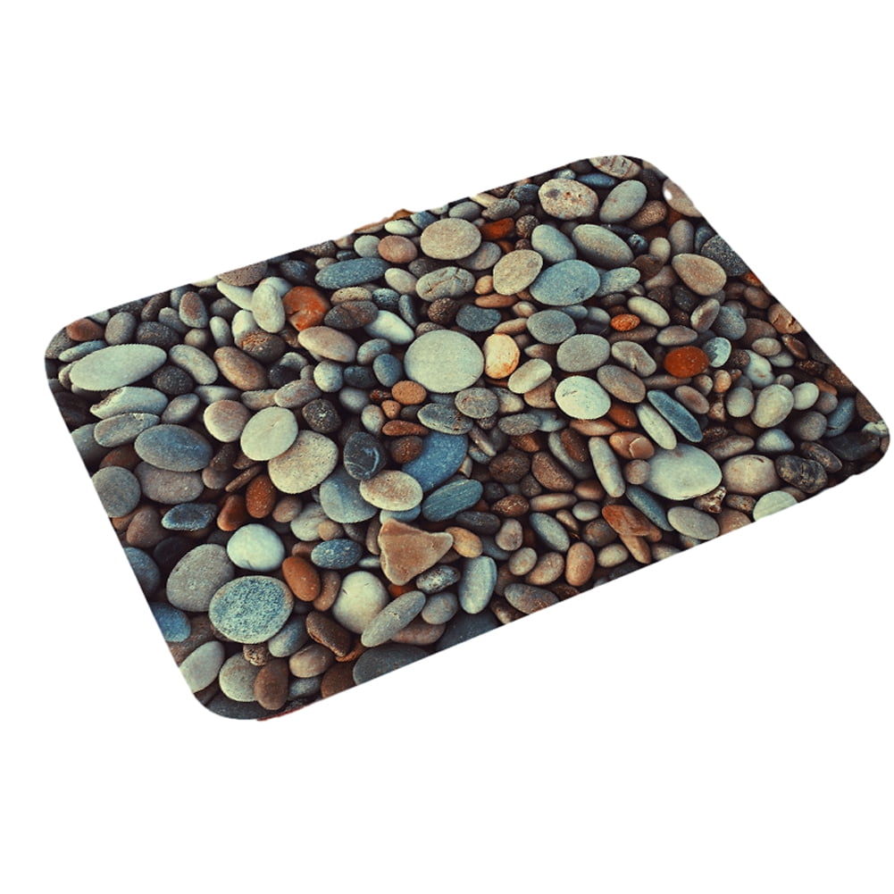 CSCHome Stone Pattern Bathroom Mats Non-slip Bath Mat Rounded Cut Edges ...