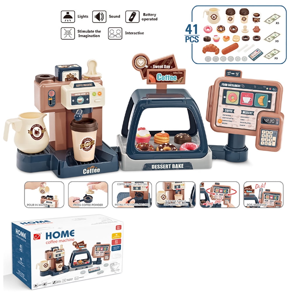 CSCHome Toddler Kitchen Toy Set, Pretend Play Coffee Shop, Coffee ...