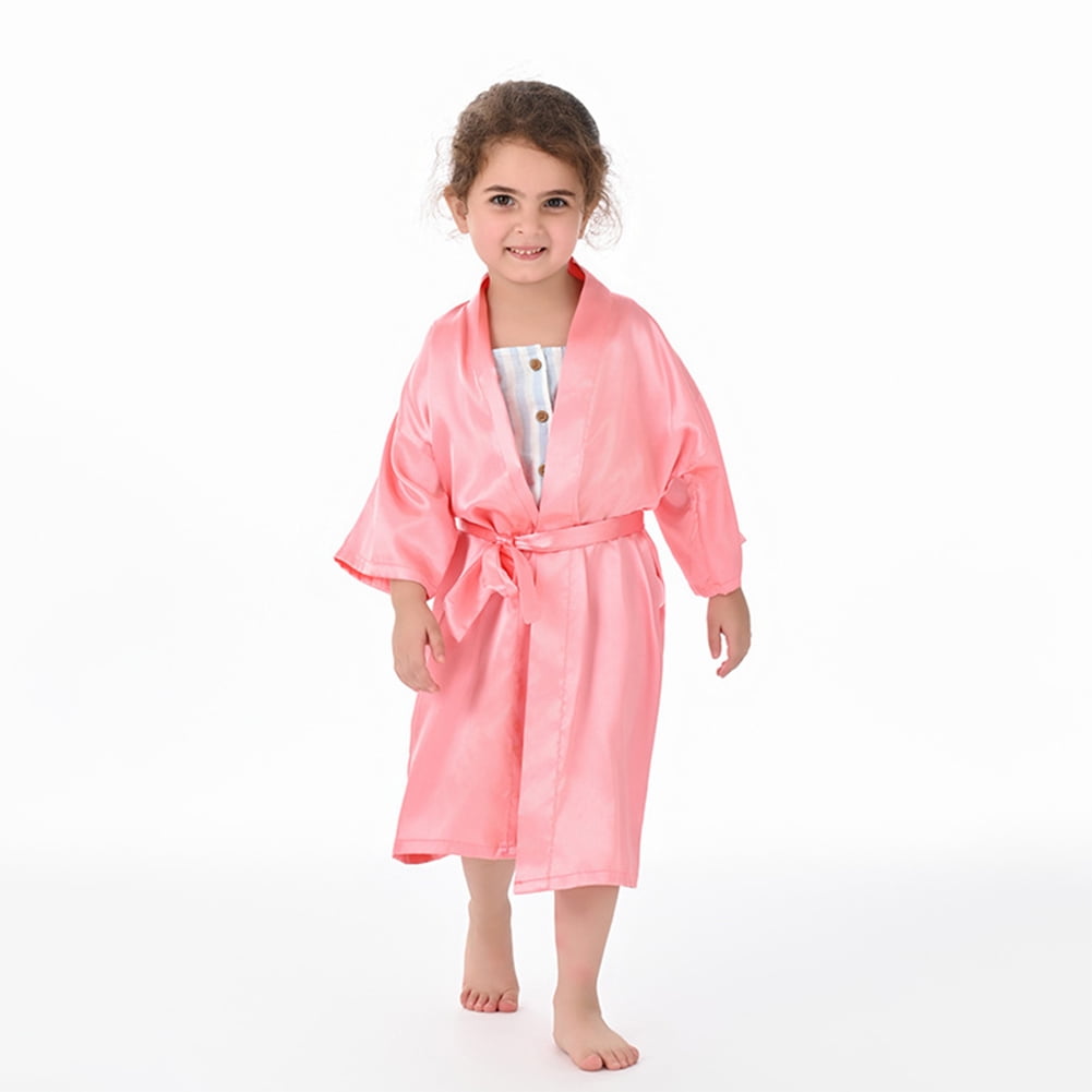 CSCHome Toddler Satin Robes Flower Girl Bath Robes Solid Color ...
