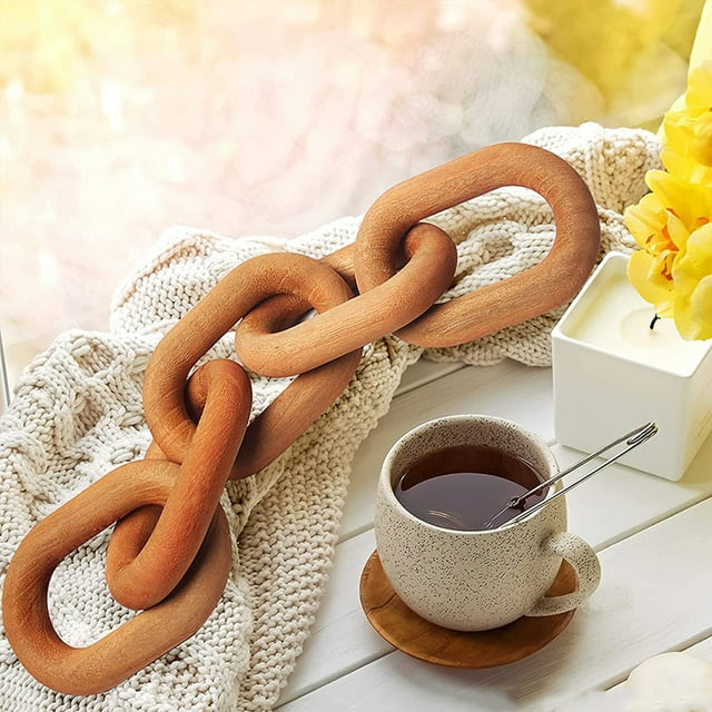 CSCHome Wood Chain Link Decor Wood Knot Decor Farmhouse Wooden Links ...