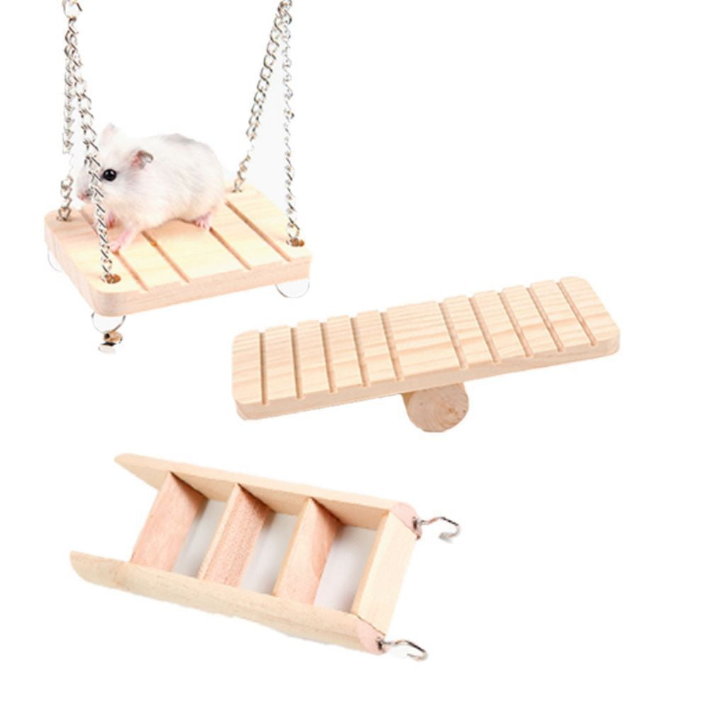 CSCHome Wooden Pet Toys Play Teething Supplies Combo Set for Hamster ...