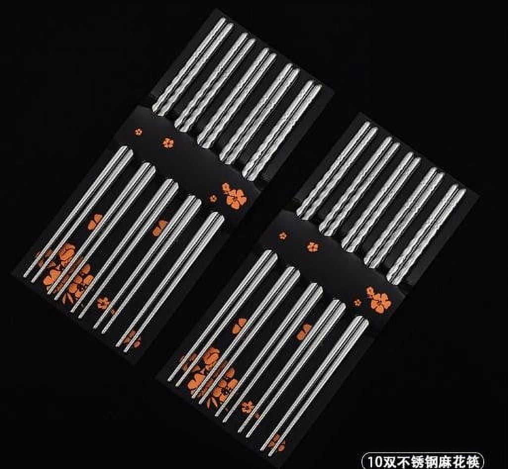 CSEONE Big Savings! 10 Pair Stainless Steel Reusable Chopsticks, Korean ...