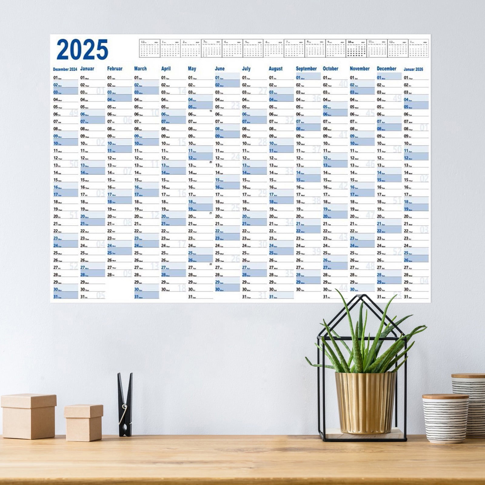CSEONE Big Savings! 2025 Vintage Wall Calendar, Time Planner with Punch ...
