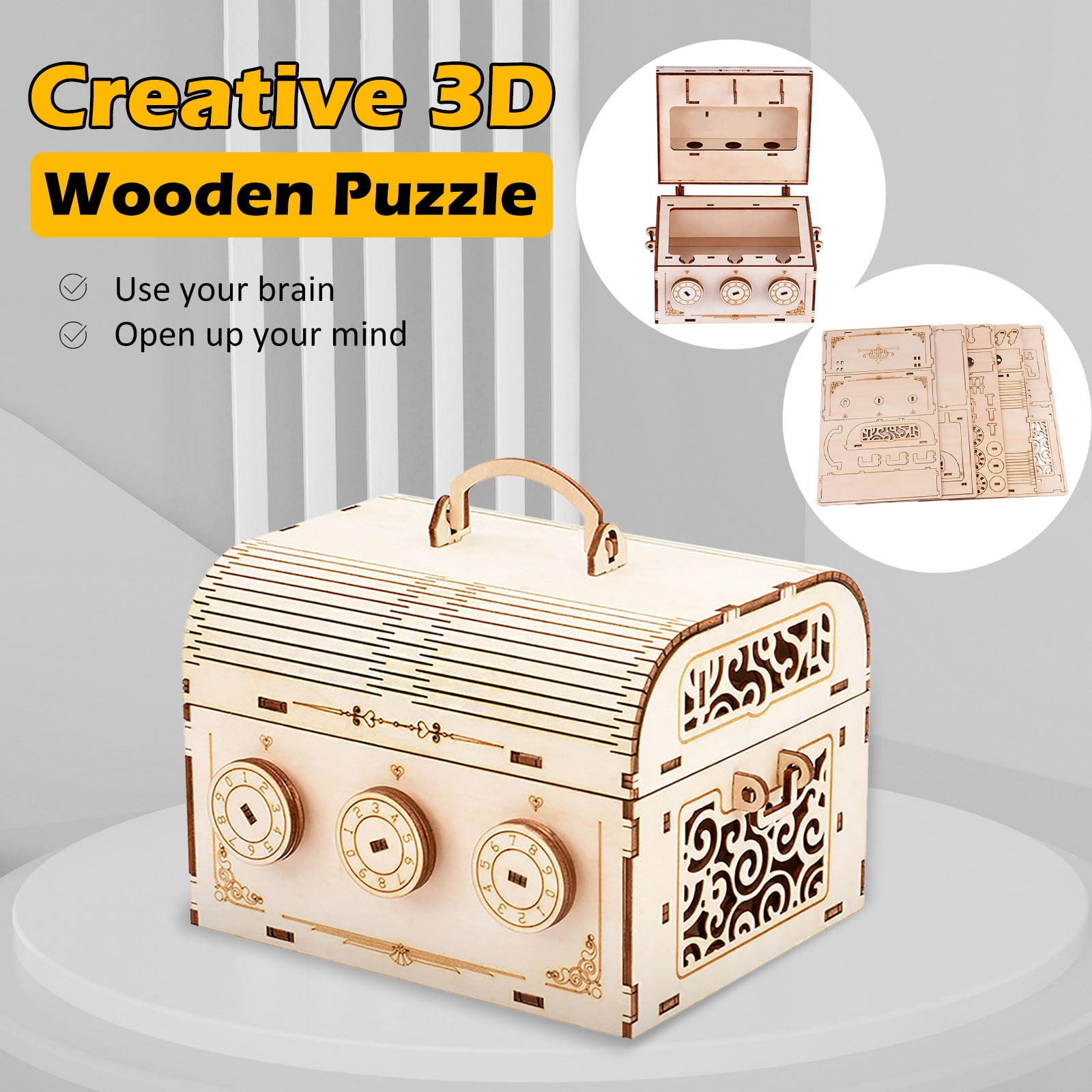 CSEONE DIY Wooden Puzzle Game, Password Box Toy for Kids & Adults, Fun ...