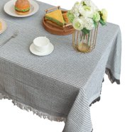 "Enova Home 54""x 80"" Grey Dining Tablecloth, Cotton and Linen with ...