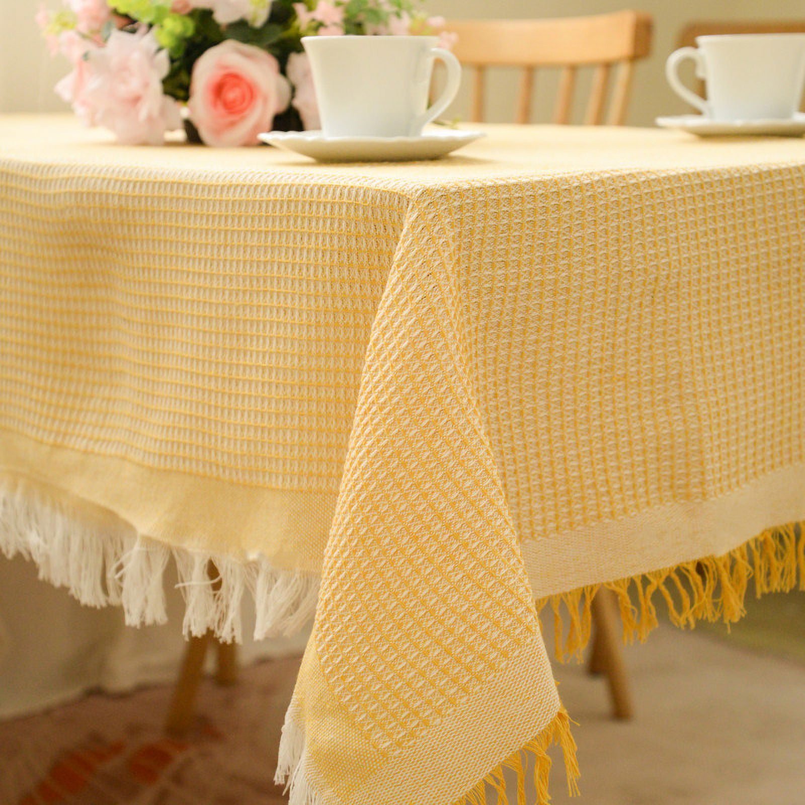Valentine's Day Pink Tablecloth, Waffle Pattern, 87"x55", Wipeable ...