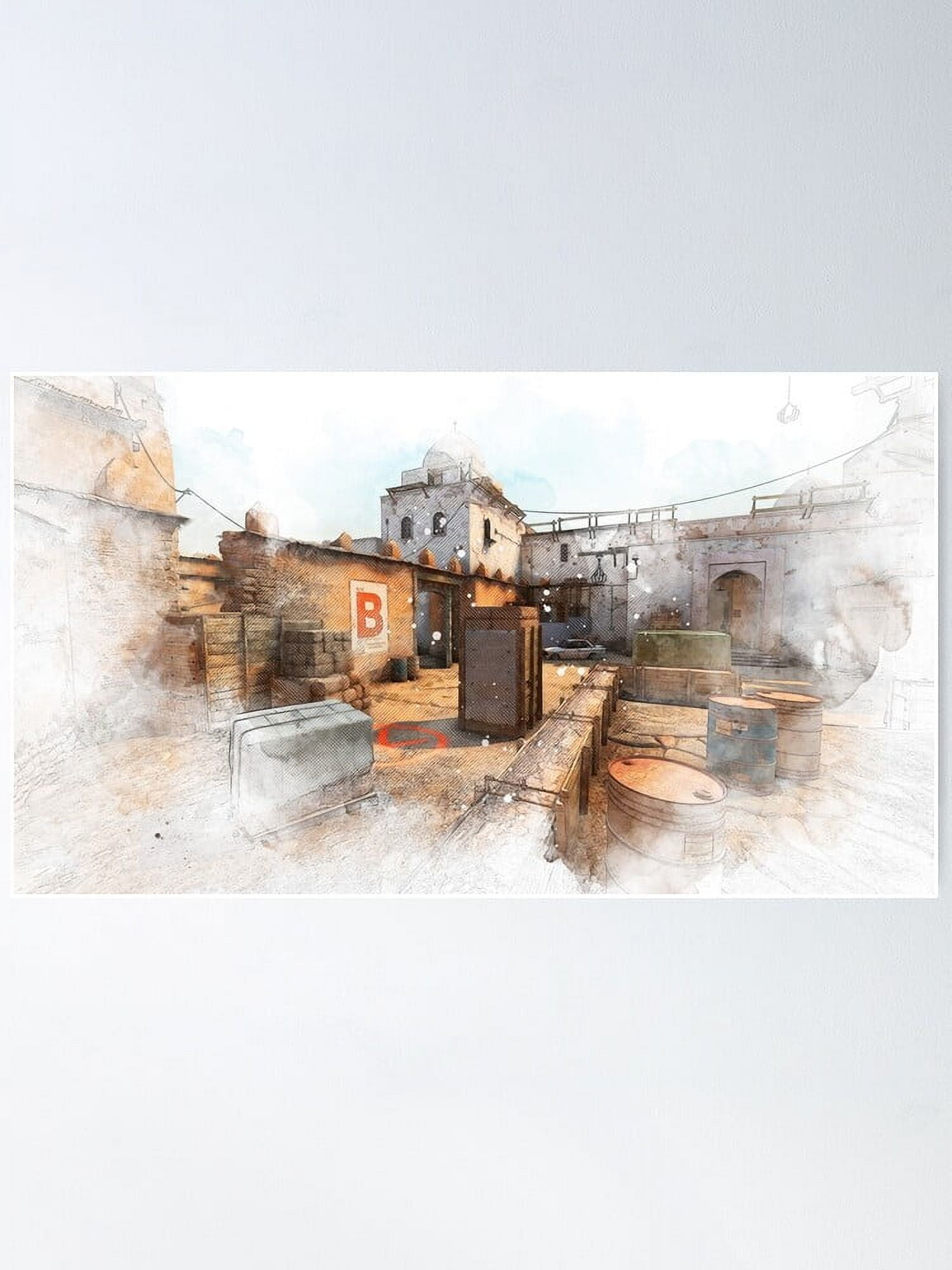 CSGO Watercolour Dust 2 Map Poster Poster - Walmart.com