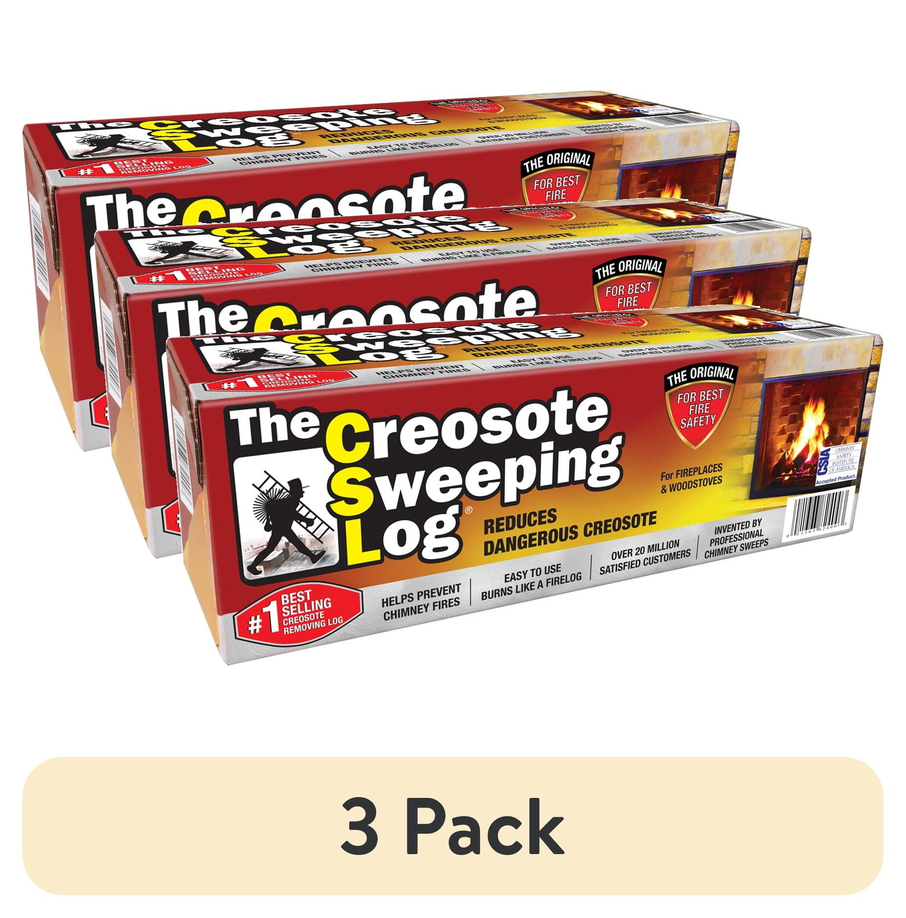 (3 pack) CSL - Creosote Sweeping Log for Fireplaces and Woodstoves ...