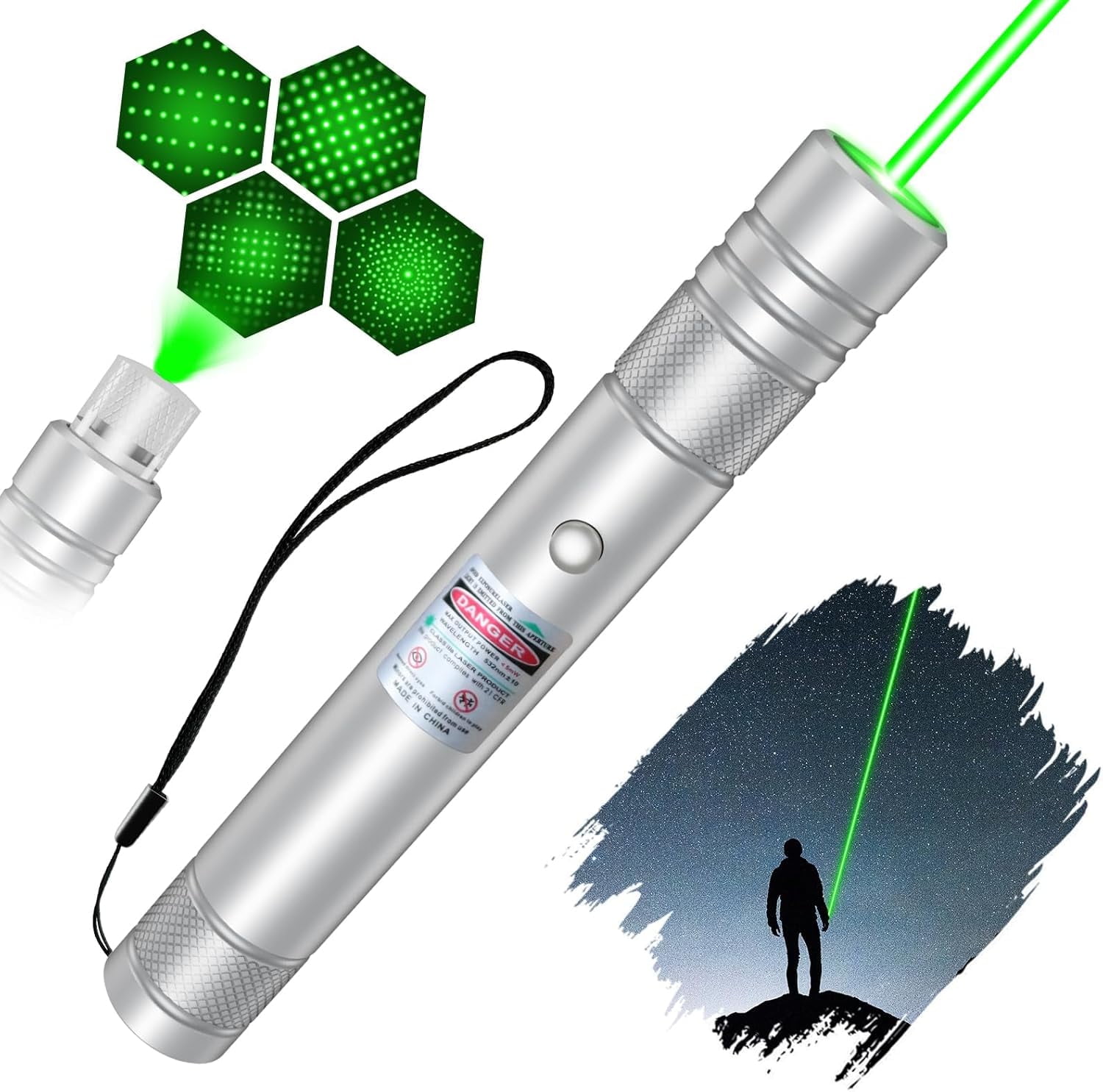 CSMY Long Range Green Laser Pointer High Power, Material Upgrade Laser Pointer Pen?2000 Metres ...