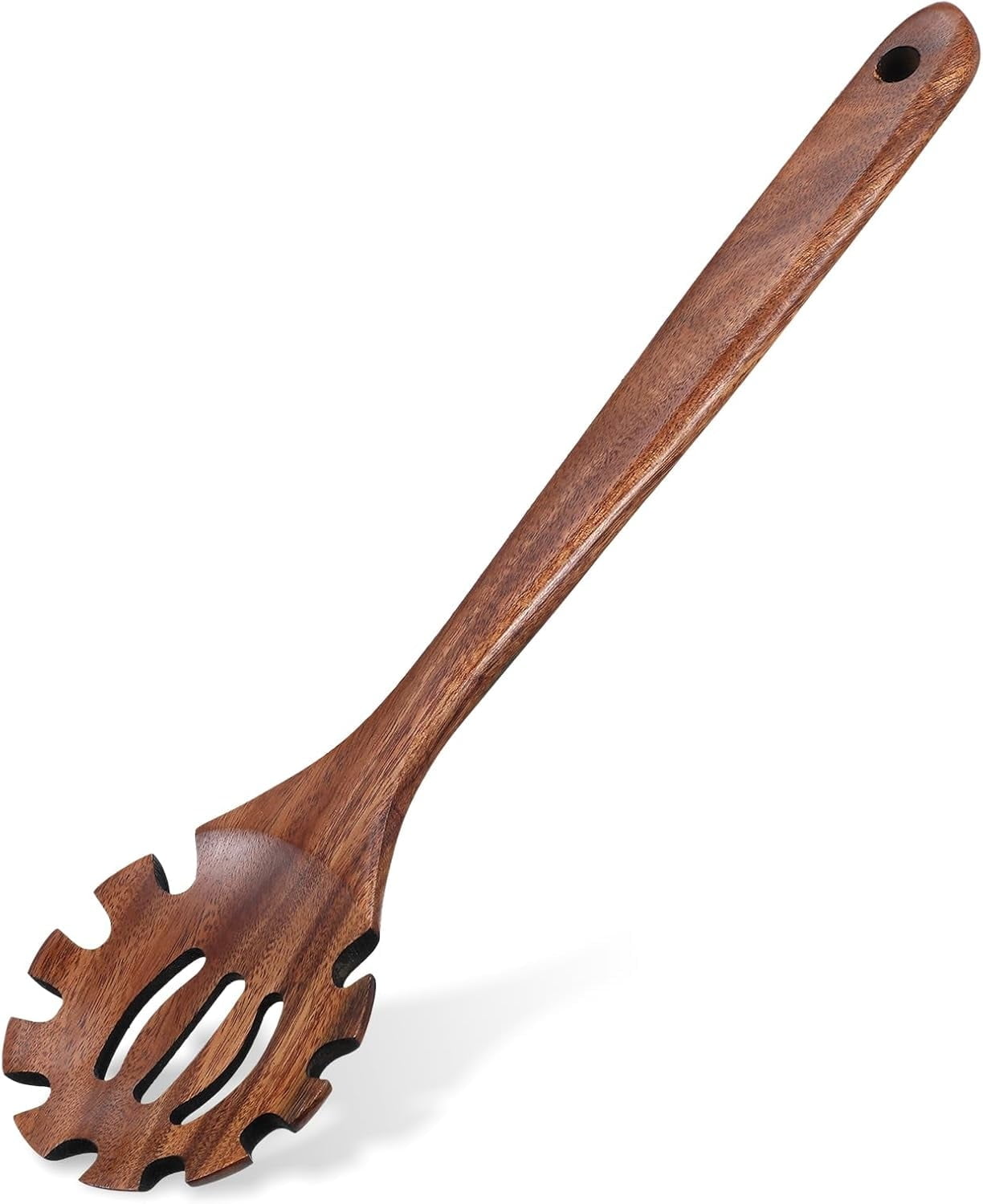 CSMY Wooden Pasta Spoon Spaghetti Fork, Long Hand Pasta Serving ...