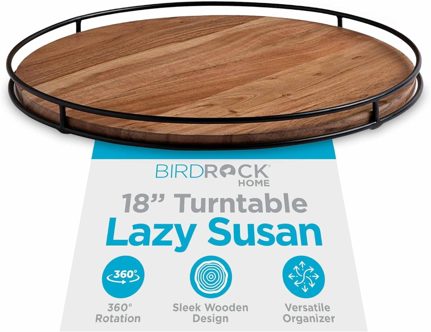 CSPP 18” Wooden Lazy Susan - Espresso - Iron Edges - Table Top ...